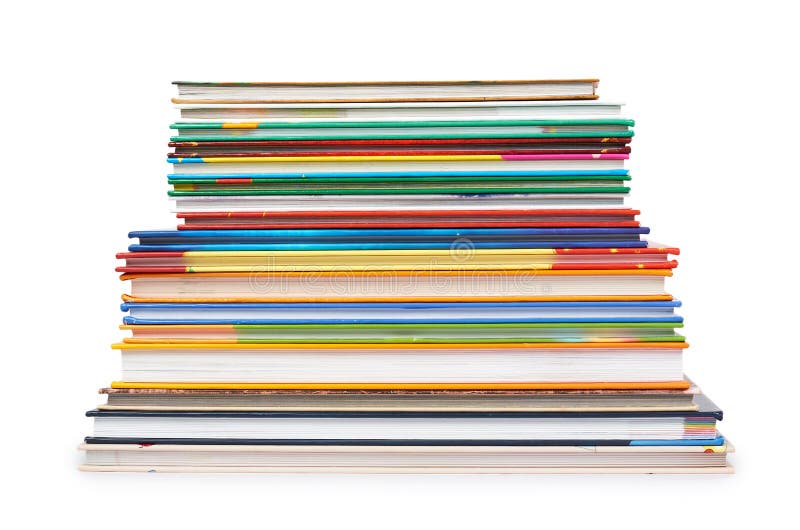 Different Colorfull Books in Stack Isolated on White Background Stock ...