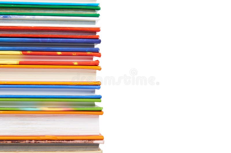 Different Colorfull Books in Stack Isolated on White Background, Copy ...