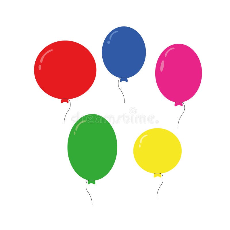Different Colors Balloons in a Flat Style. Set of Elements. Vector ...
