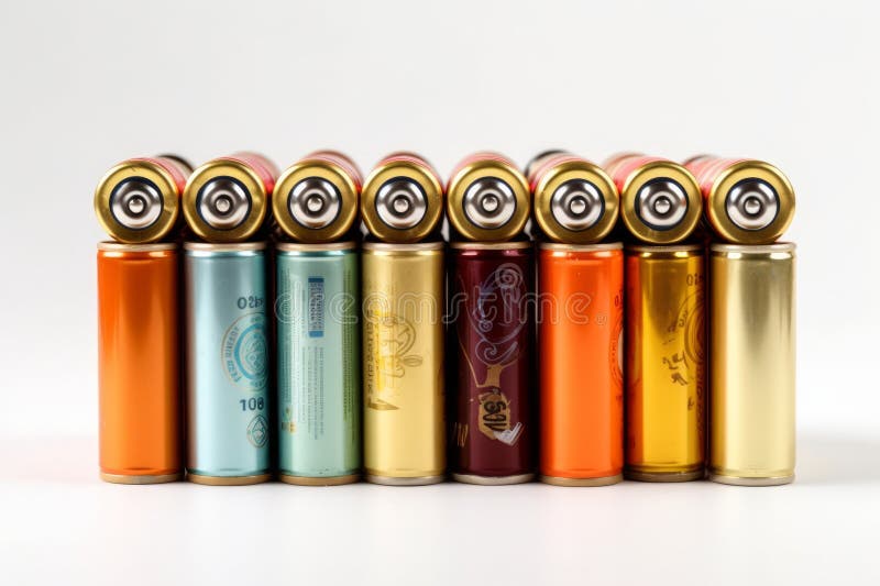 Different Colors of Batteries or Accumulators Color on White Background ...