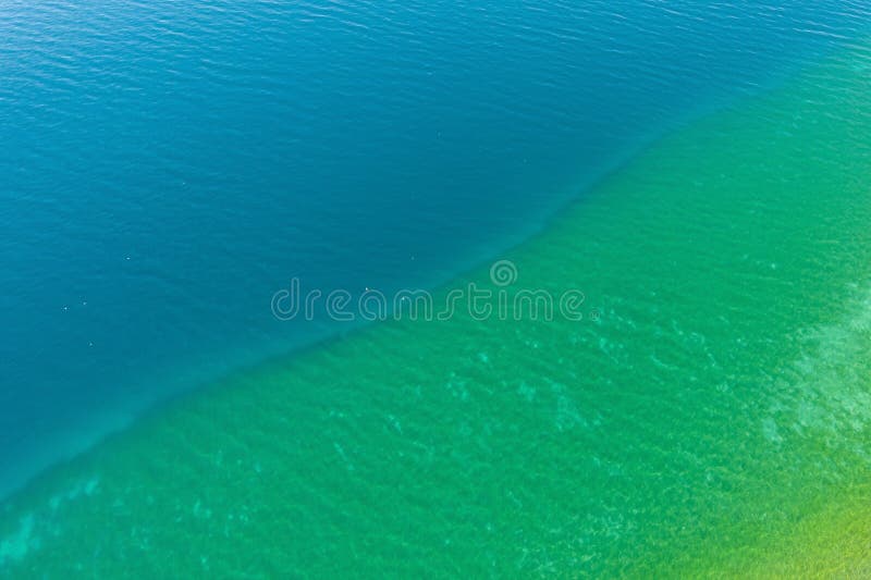Different Colors of Blue in Ohrid Lake in Summer of Bird View Stock ...