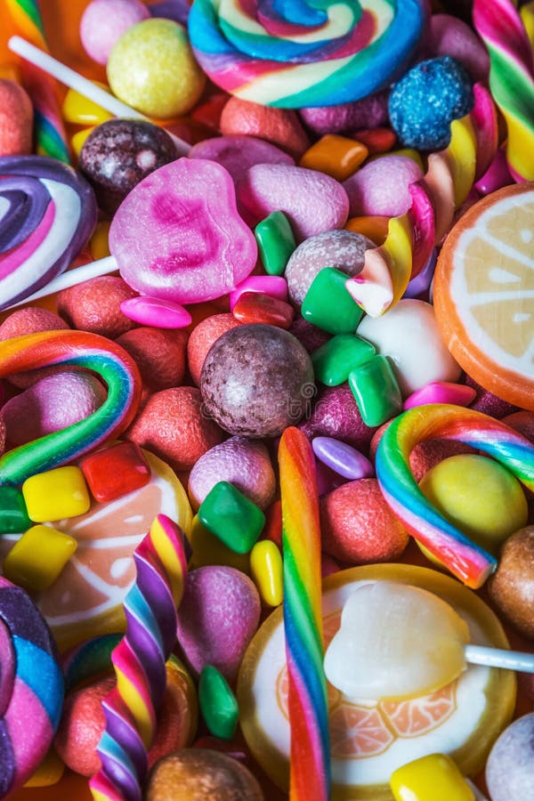 Different Colors of Candy, Lollipops, Chewing Gum and Other Sweets ...