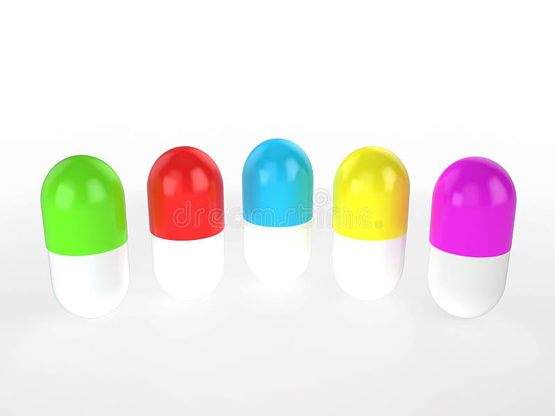 Different Colors Capsules Stand in a Row Stock Illustration ...