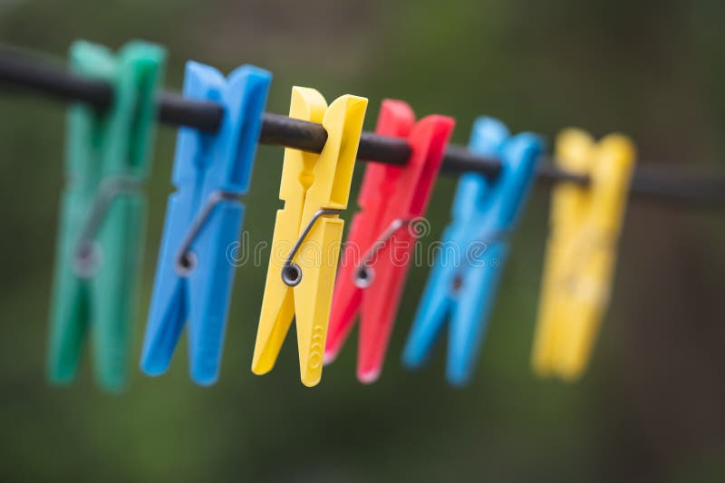 Different Colors of Clothespins for Washed Clothes on a String Stock ...