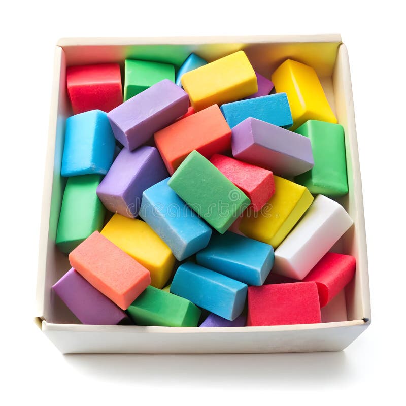 Different Colors of Erasers in Box on White Isolated Stock Illustration ...