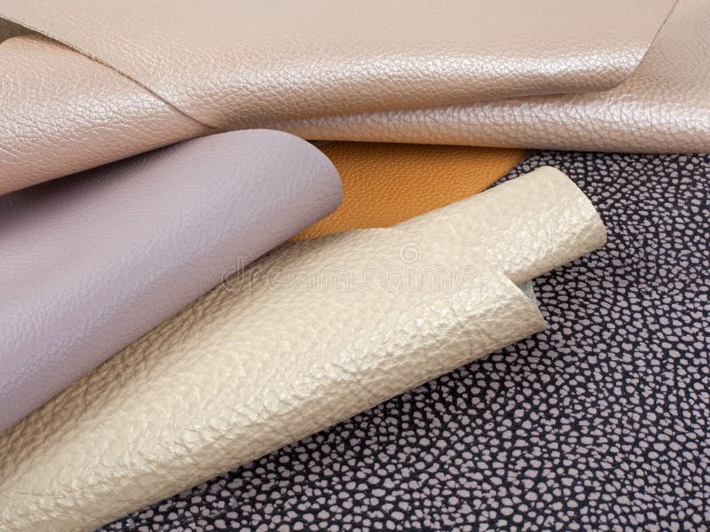 Different Colors Geniune Leather Textures Samples Stock Photo - Image ...
