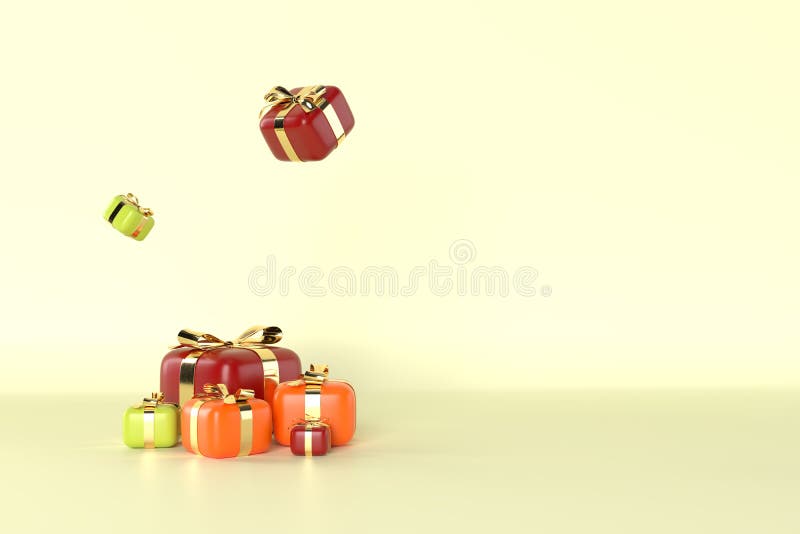 Different Colors of Gift Boxes on the Floor Stock Illustration ...