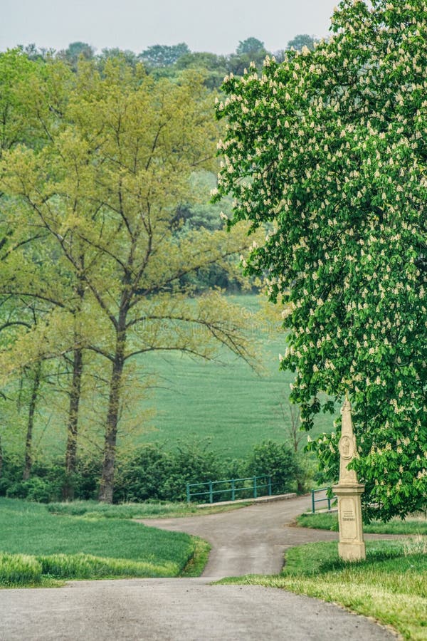 At the Crossroads of Dirt Roads in Moravia Stock Image - Image of place ...