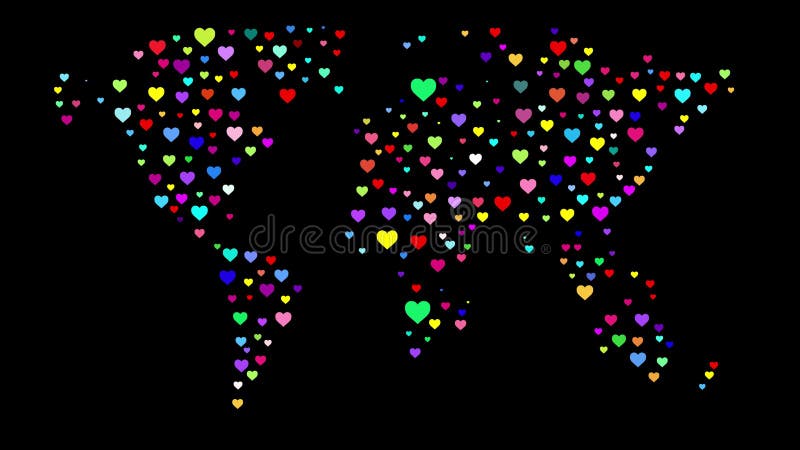 Global Colored Hearts World Map. Stock Video - Video of america ...