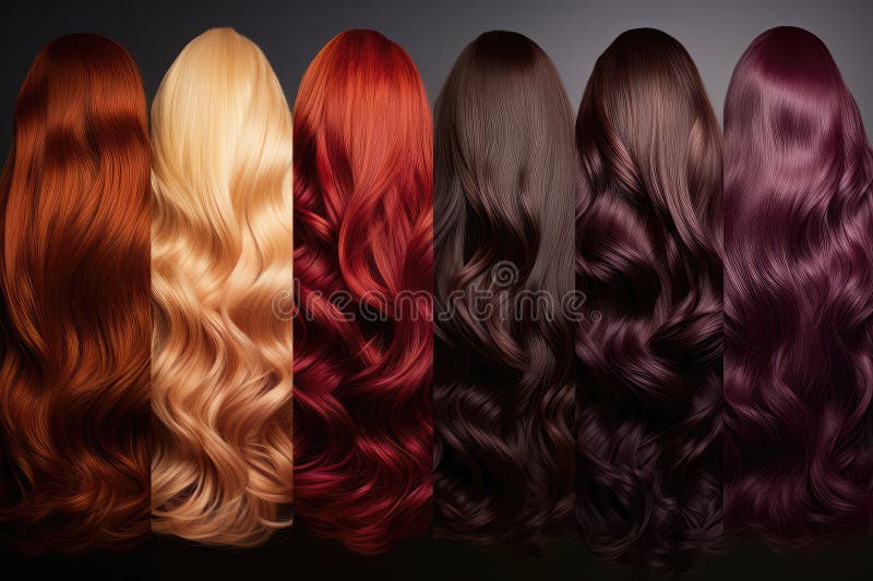 Different Colors of Long Hair. Generative AI Stock Illustration ...