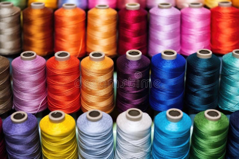 Different Colors and Patterns of Thread Spools Together Stock Photo ...