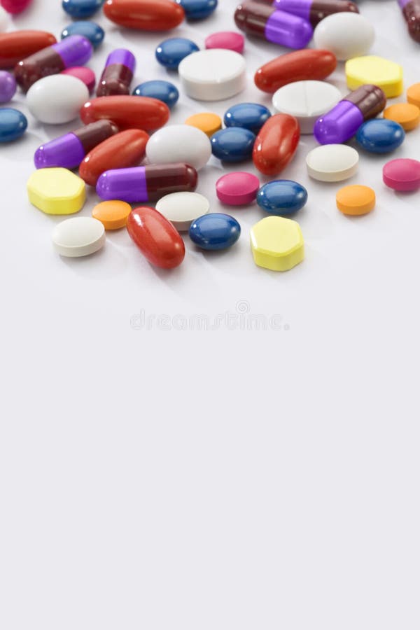 Different Colors Pills on White Back Stock Photo - Image of medicament ...