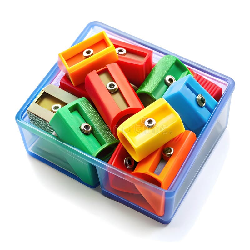 Different Colors of Sharpener in Box Isolated. Stock Illustration ...