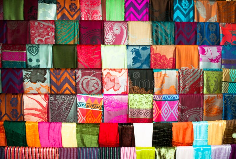 Different Colors Silk Textile Stand Stock Image - Image of fashion ...
