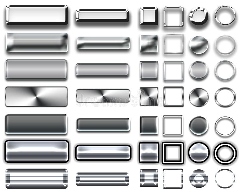 Different Colors of Silver Buttons and Icons for Web Design Stock ...
