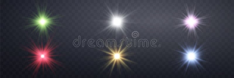 Different Colors Sunlight Lens Flare, Sun Flash with Rays and Spotlight ...