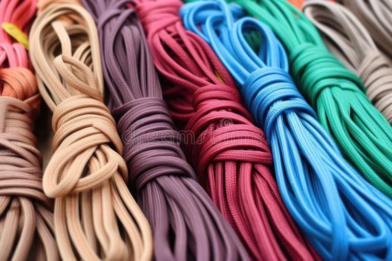 Different Colors and Types of Shoe Laces Laid Out Stock Image - Image ...