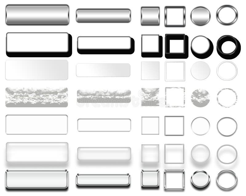 Different Colors of White Buttons and Icons for Web Design Stock ...