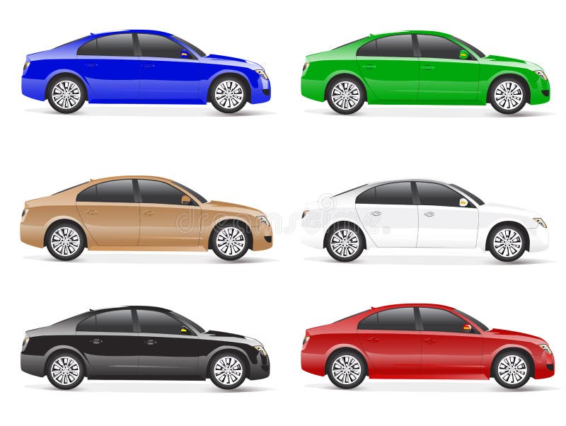 Different Colour Cars for Family Concept Stock Illustration ...