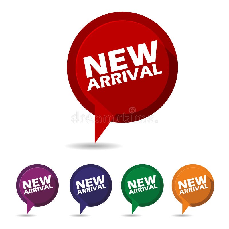 DIFFERENT COLOUR Flat Design Vector Sticker - Label with New Arrival ...