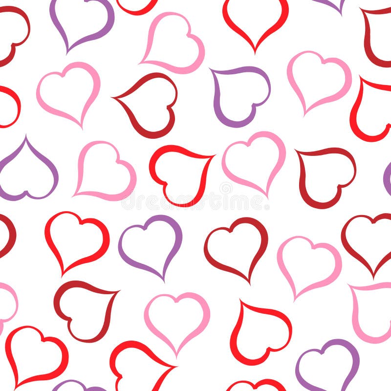 Different Colour Hearts Pattern on Crimson Background. Illustration ...