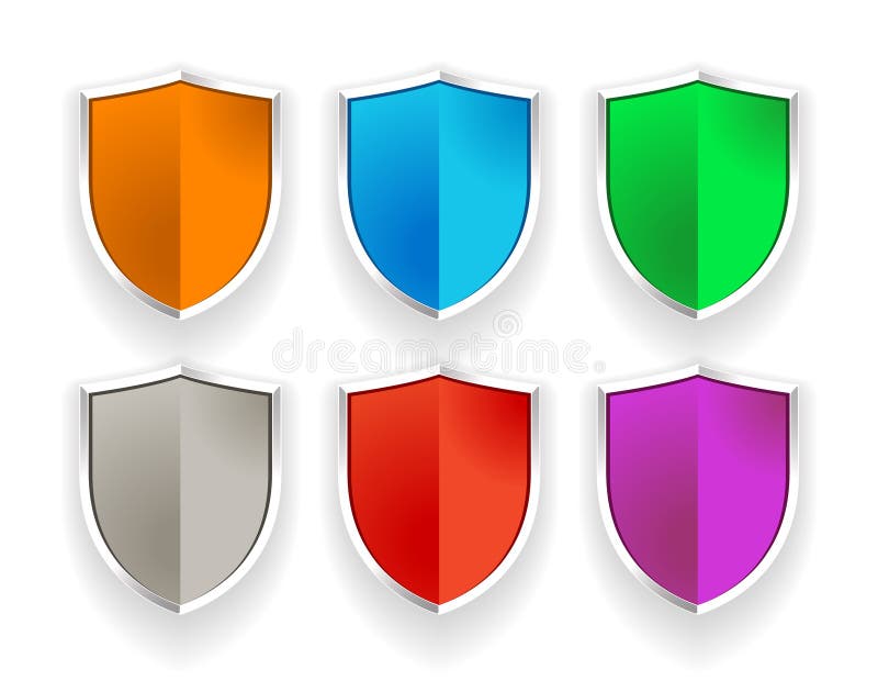 Different Colour Vector Shield Badges Stock Vector - Illustration of ...