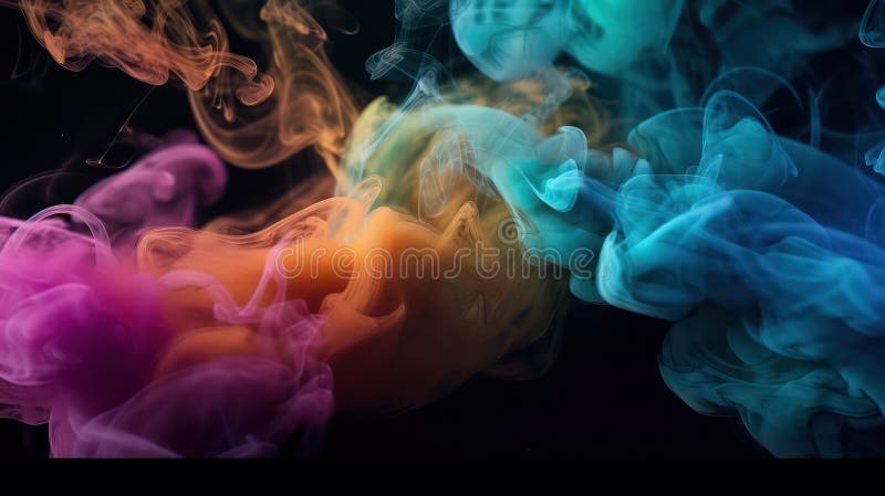 Different Coloured Smoke Against a Black Background Stock Illustration ...