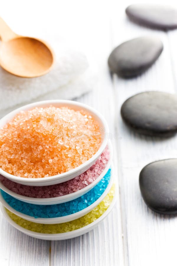 Different Colours of Bath Salt Stock Image - Image of relaxation, relax ...