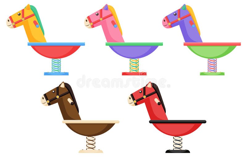 Different Colours of Spring Rocking Horses Stock Vector - Illustration ...