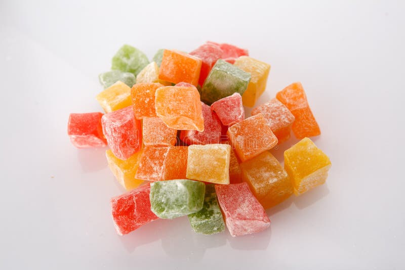 Different Colours Turkish Delight on White Background Stock Photo ...