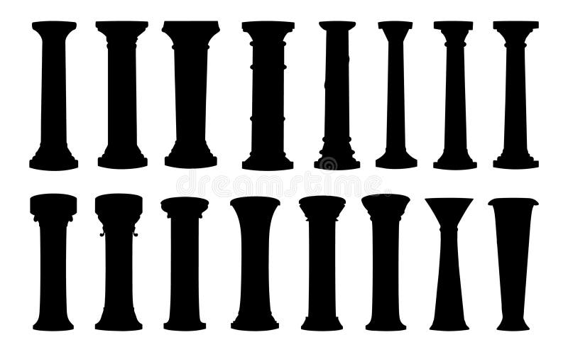 Different Columns Silhouettes Set. Isolated Romanian, Greek Ancient ...