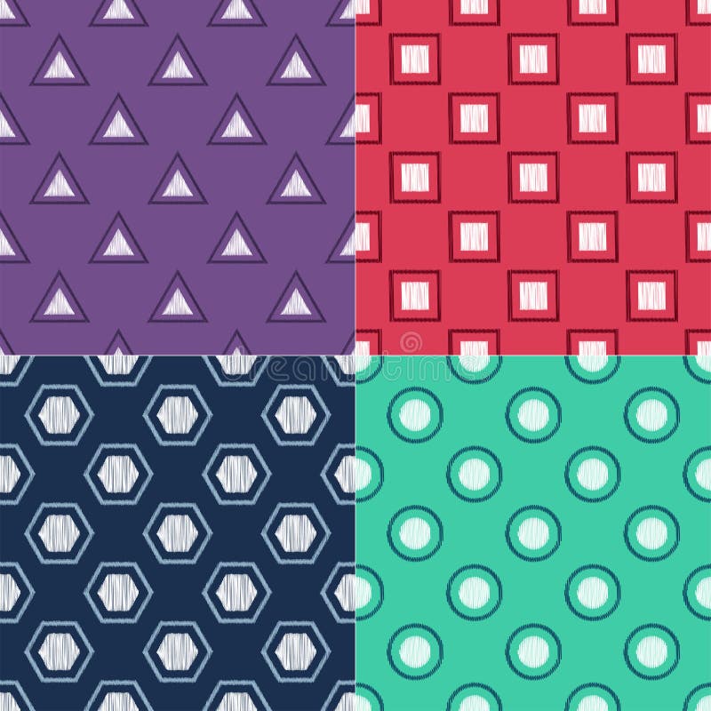 Different Combinations of Geometric Symbols Textured Vector Pattern ...