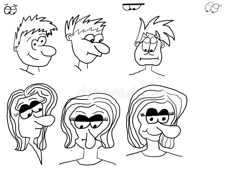 Different Comic Characters and Eyes, Digital Art Stock Illustration ...