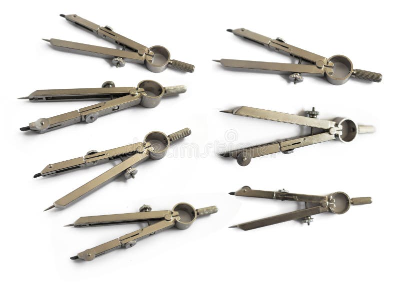 Different Compasses Isolated on White Background. Hand Delimiters or ...