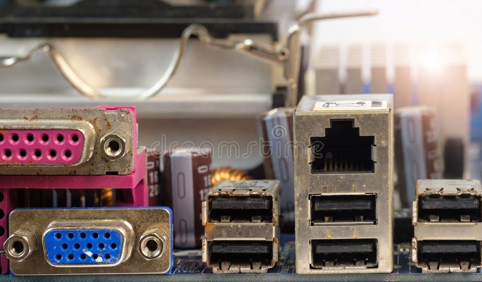 Different Computer Connectors for Different Media of a Broken Computer ...