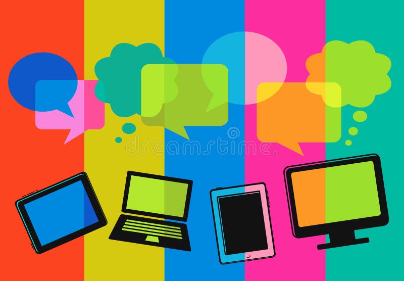 Laptop Computer with Speech Bubbles Stock Vector - Illustration of ...