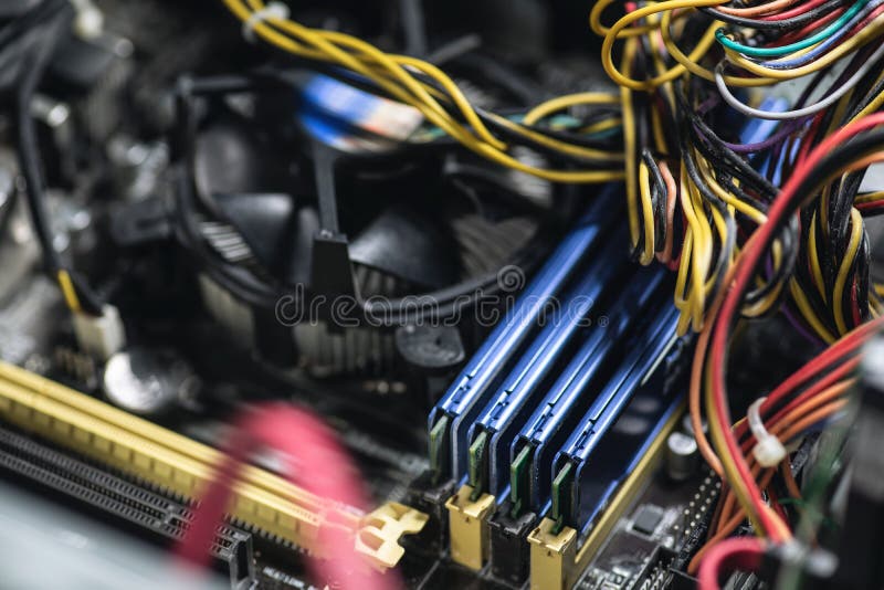 Different Computer Parts Inside the Personal Computer Stock Photo ...