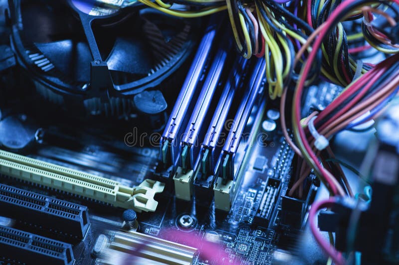 Different Computer Parts Inside the Personal Computer Stock Image ...