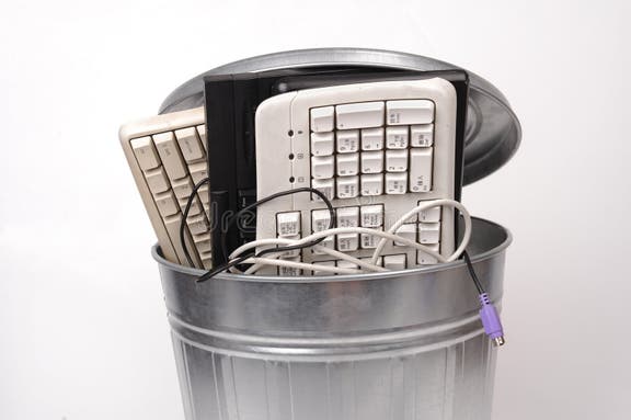 Different Computer Parts in Trash Can Stock Image - Image of numbers ...