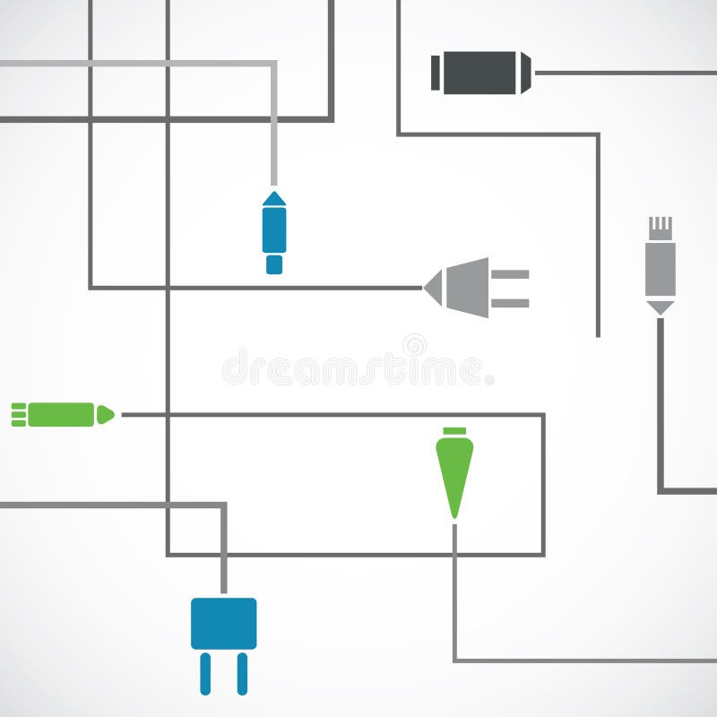Different Connection Plugs and Wires Stock Vector - Illustration of ...