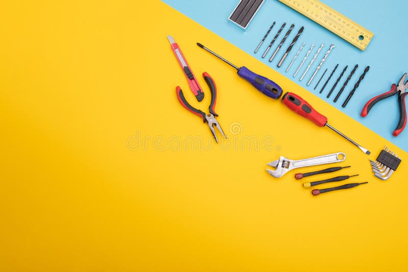Different Construction Kit are Hanging on Background Stock Image ...