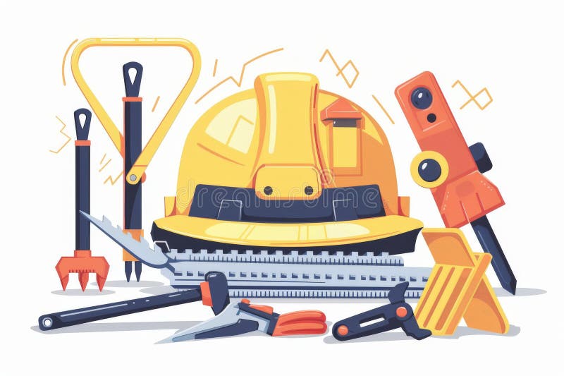 Different Construction Tools and Engineering Tools Illustration on ...