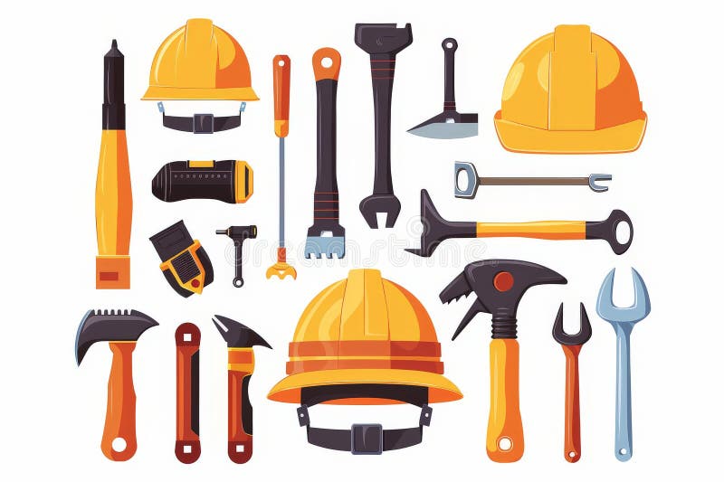 Different Construction Tools and Engineering Tools Illustration on ...