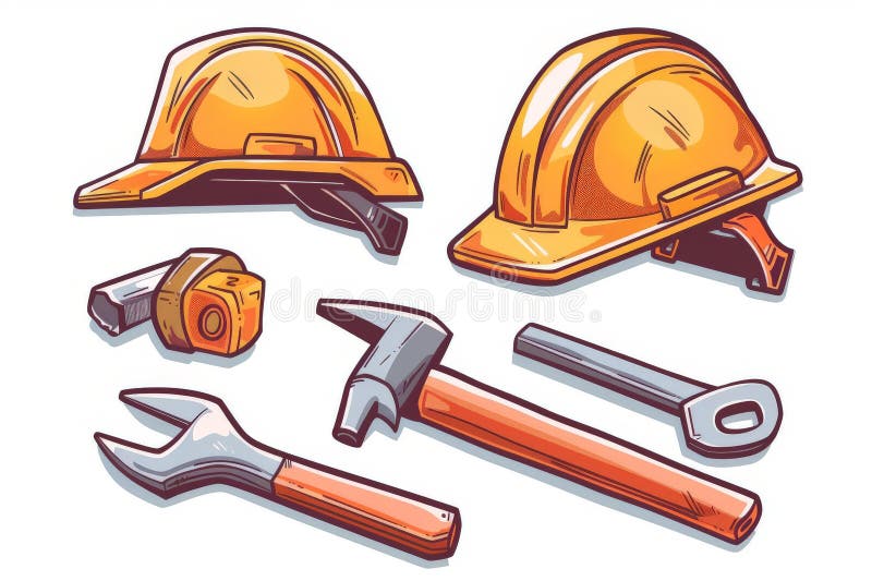 Different Construction Tools and Engineering Tools Illustration on ...