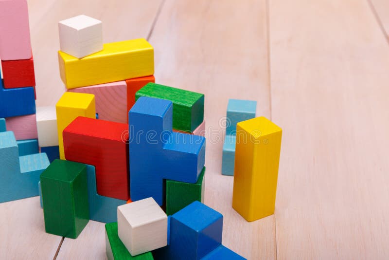 Different Constructions of Coloured Bricks Stock Image - Image of ...