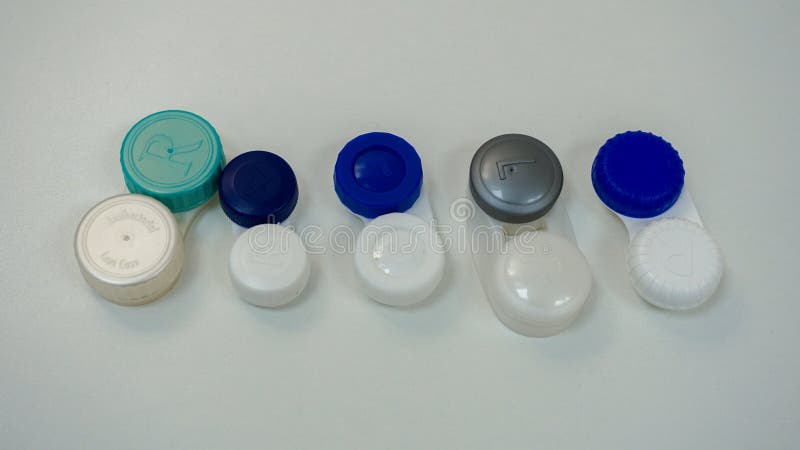 Different Contact Lens Containers or Cases. for Cleaning Solution Stock ...
