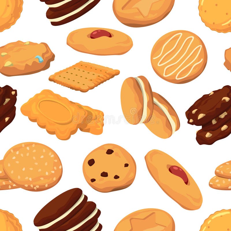 Different Cookies in Cartoon Style. Vector Icons Set Isolate on White ...