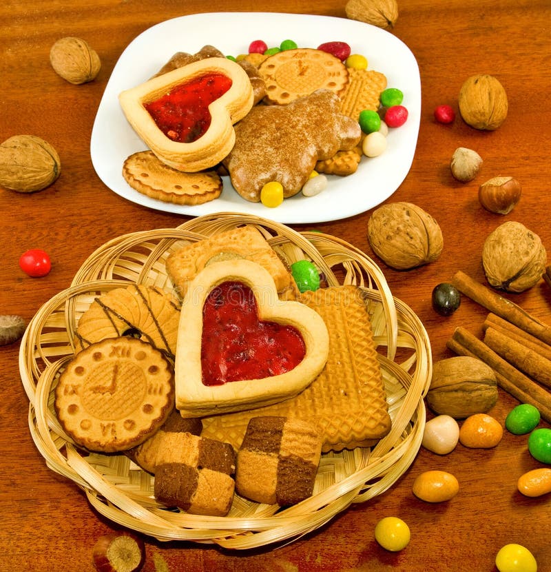 Different Cookies on the Table Closeup Stock Photo - Image of bake ...