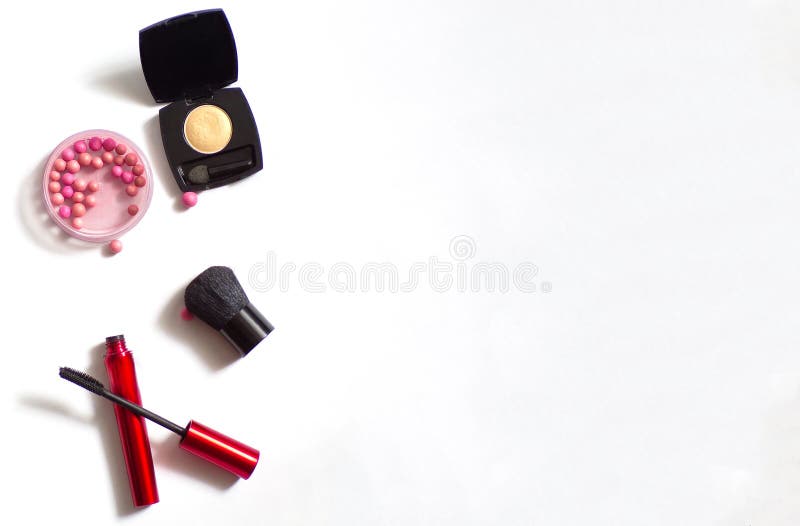 Different Cosmetic Products Stock Image - Image of flat, desktop: 164618943