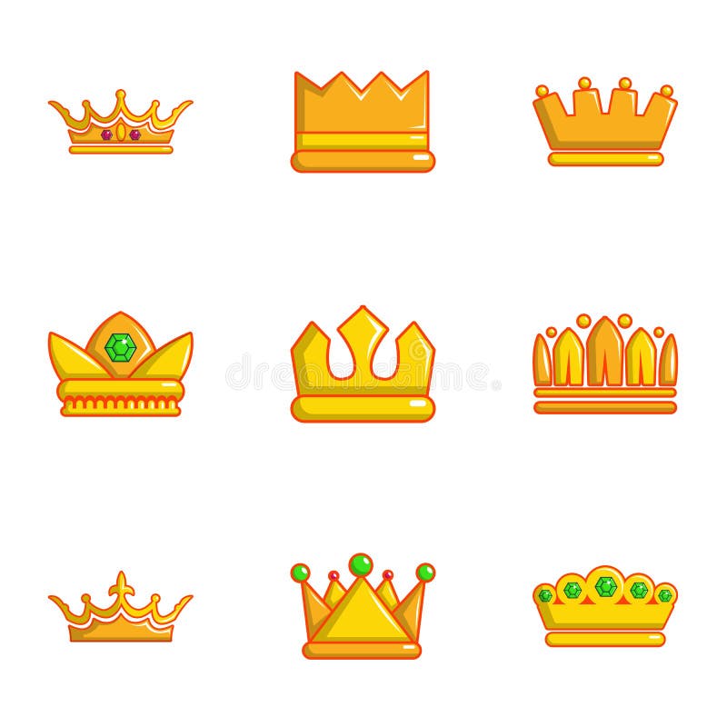Different Crown Icons Set, Flat Style Stock Vector - Illustration of ...